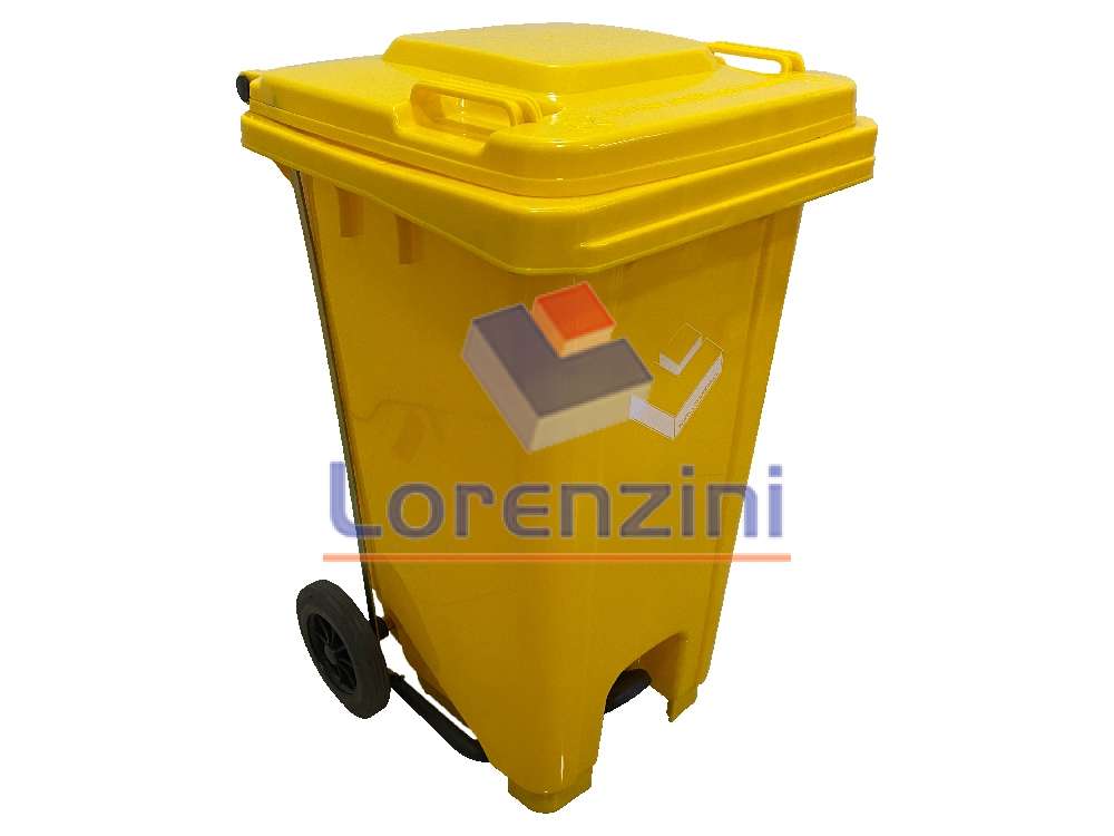 BASURERO 100LT C/RUEDA/PEDAL AMARILLO – Abastecete