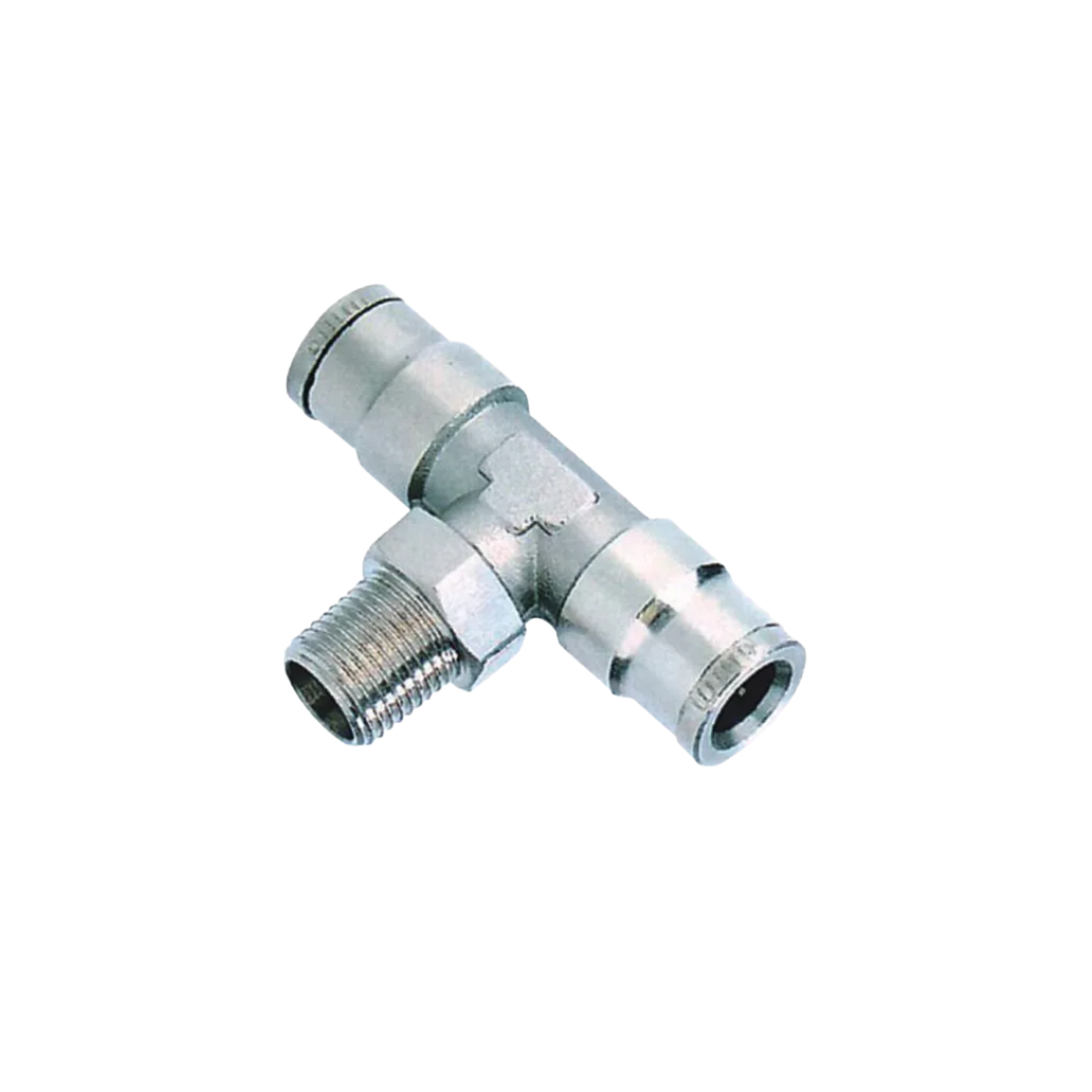 CONECTOR RAPIDO "HE" EN "TEE" 8 mm – Rosca 3/8" METALICO – Abastecete